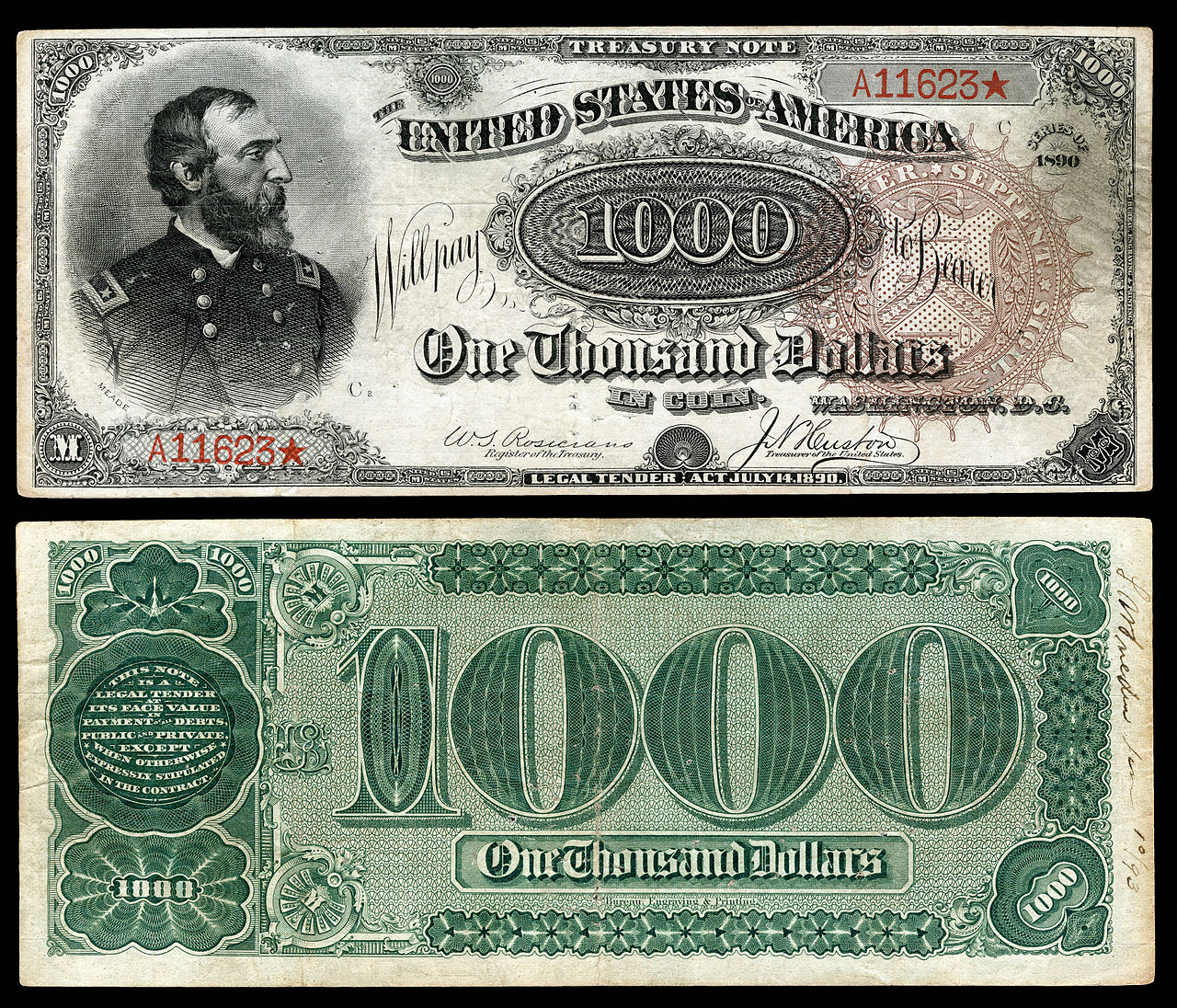 Series 1890 1000 Dollar Treasury Note Nicknamed The Grand Watermelon Series 1890 1000 Dollar Treasury Note Nicknamed The Grand Watermelon